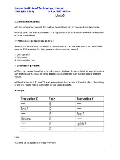 dbms unit 5 pdf synchronization data