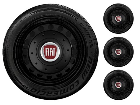 Jogo 4 Calotas Centro Roda Ferro Amarok Fiat Aro 14 15 4x100