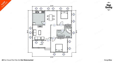 Modern House Plan 2 Bedroom Single Story House Open Concept Home