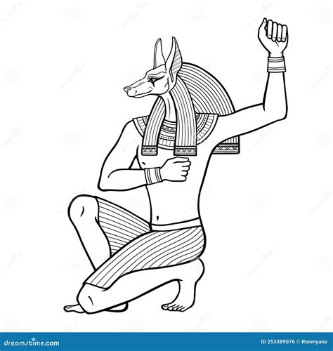 Retrato De Animación Antiguo Dios Egipcio Anubis Dios De La Muerte Y