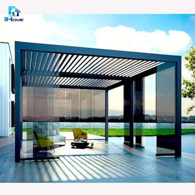 Modern Waterproof Louver Roof System Kits Electric Gazebo Garden