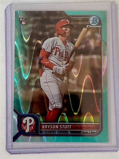 Rc Topps Bowman Chrome Bryson Stott Aqua Raywave Refractors