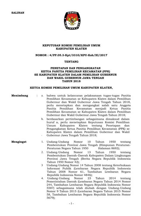 PDF KEPUTUSAN KOMISI PEMILIHAN UMUM Kpu Klatenkab Go Idkpu