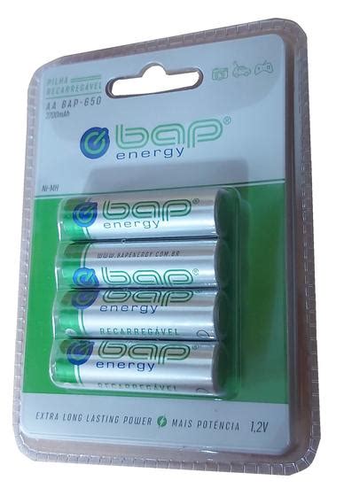 Kit 4 Pilhas AA 2A Recarregável 2700mah Inmetro Ni MH Pilha Bap