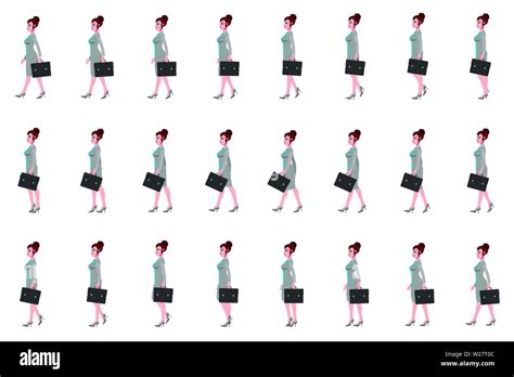 Business Woman Character Walk Cycle Animation Sequence Loop Animation