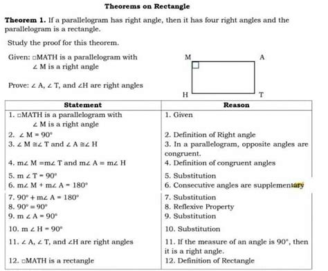 solved theorems on rectangle theorem 1 if a parallelogram has right angle then it has four