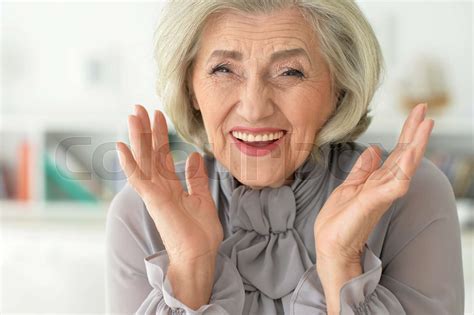 Exited Senior Woman Stock Image Colourbox