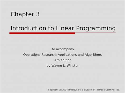 ppt chapter 3 introduction to linear programming to accompany operations research