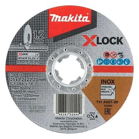 Disque Tron Onner M Tal Inox Mm X Lock Makita E Leroy