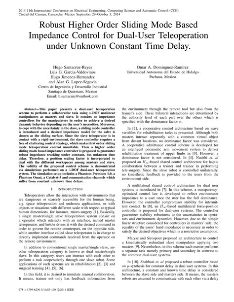 pdf robust higher order sliding mode based impedance control for dual user teleoperation under