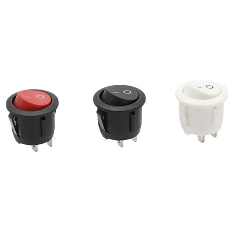 Rouge Interrupteur Bascule Rond Spdt V Broches Blanc Noir Rouge