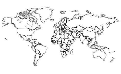 Black And White Labeled World Map Printable World Map Printable Map