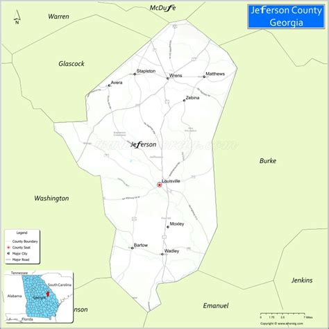 Map Of Jefferson County Georgia Where Is Located Cities Population