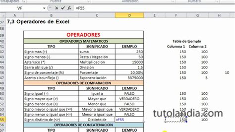 Excel 2010 Basico 7 3 Operadores De Excel YouTube