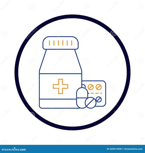 Icono Del Frasco De Medicina Y Del Comprimido Ilustración del Vector