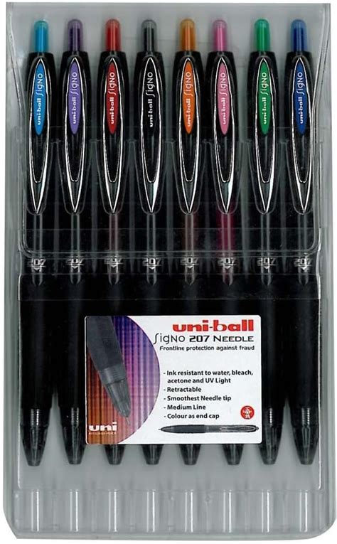 Uni Ball Signo 207 Needle Bolígrafo roller de gel 8 unidades color