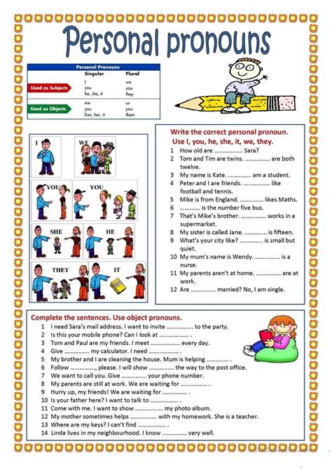 Personal Pronoun Worksheets