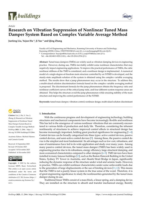 pdf research on vibration suppression of nonlinear tuned mass damper system based on complex