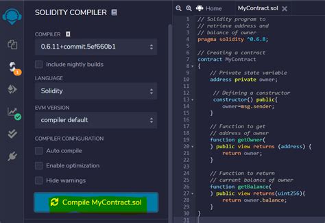 creating a smart contract that returns address and balance of owner using solidity geeksforgeeks