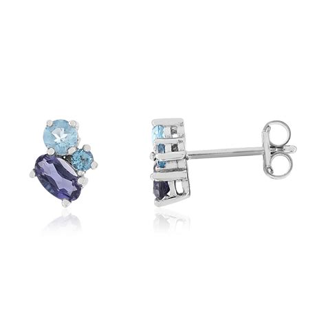 Boucles D Oreilles Or Blanc Pierres Fines Maty