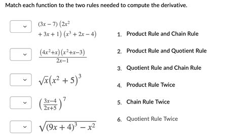 solved match each function to the two rules needed to