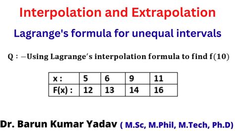 lagrange s interpolation formula interpolation with unequal intervals part 2 youtube