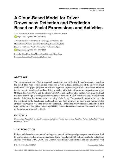a cloud based model for driver drowsiness detection and prediction based on facial expressions