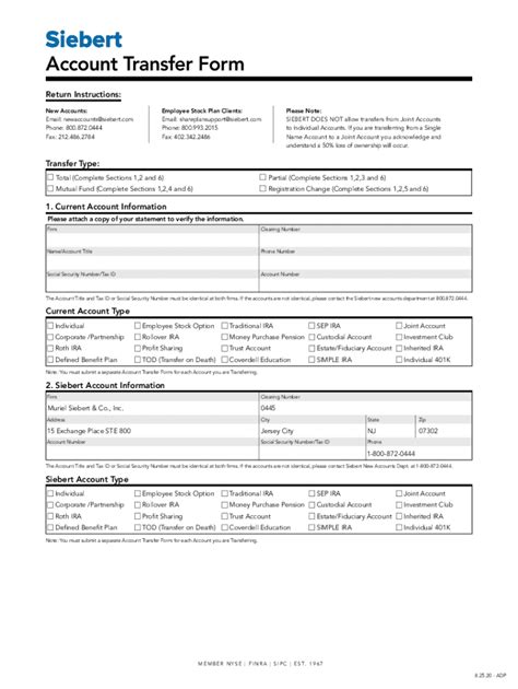 Fillable Online Account Transfer Form Siebert Fax Email Print PdfFiller