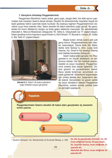 6 Sınıf Peygamberimizin Hayatı Meb Yayınları Sayfa 63 Cevapları
