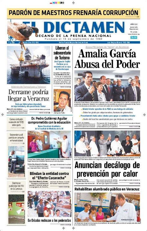 Peri Dico El Dictamen M Xico Peri Dicos De M Xico Edici N De Jueves