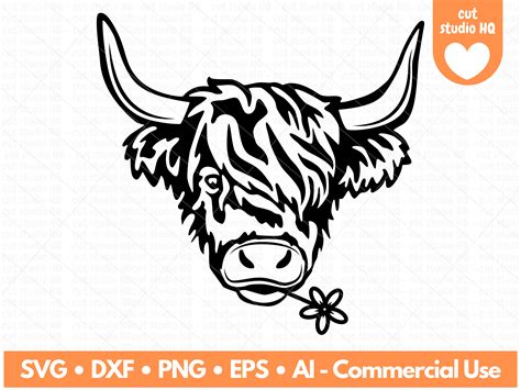 Highland Cow Head SVG Highland Cow Head Png Highland Cow Head Dxf