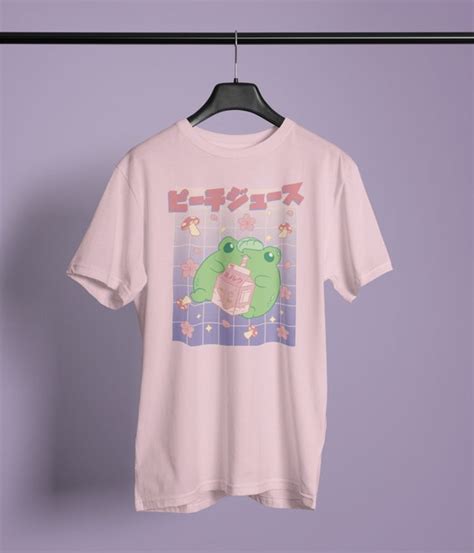 Unisex Kawaii Frog T Shirt Cute Kawaii Frog Pink Kawaii Etsy