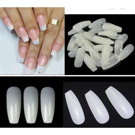 Kit 100 Unhas postiça Tips Realista Bailarina Leitosa Transparente