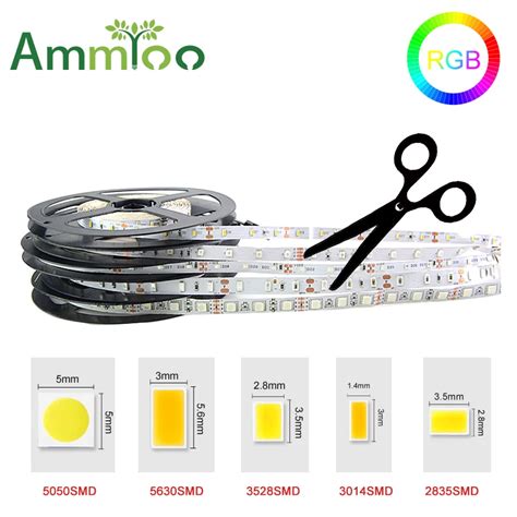 5M RGB LED Strip Light 12V 3528 5050 5630 3014 2835 300leds SMD RGB