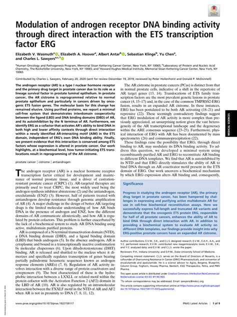 Pdf Modulation Of Androgen Receptor Dna Binding Activity Through
