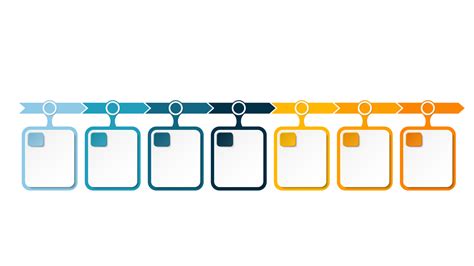Horizontal Timeline Or Flowchart With Seven Square Elements And Space