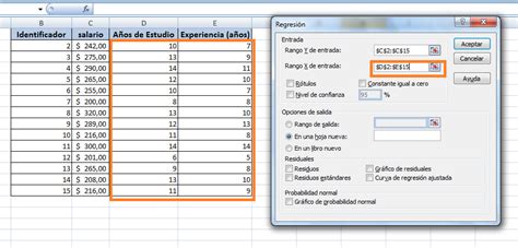 Análisis de regresión lineal en Excel