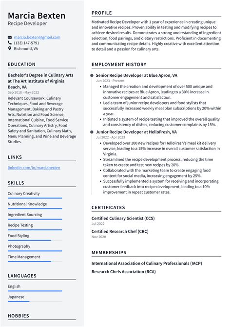Starbucks Recipe Developer Resume Examples ResumeCat