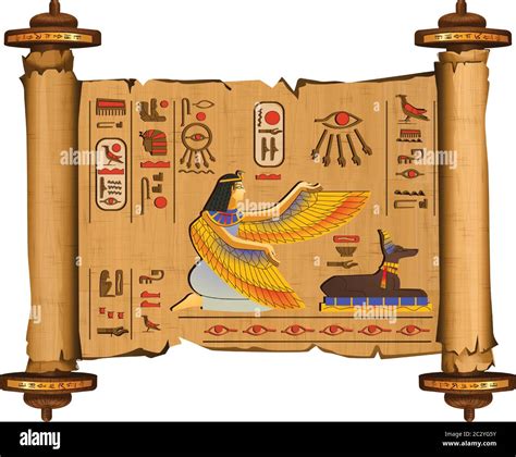 Antiguo Egipto Papiro Con Barras De Madera De Dibujos Animados Vector