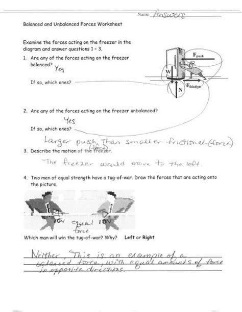 Balanced And Unbalanced Forces Worksheet Worksheets Library