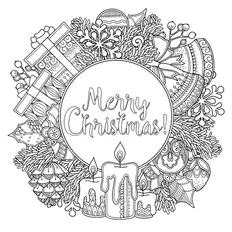 Coloriage circulaire Merry Christmas Coloriages de Noël à imprimer