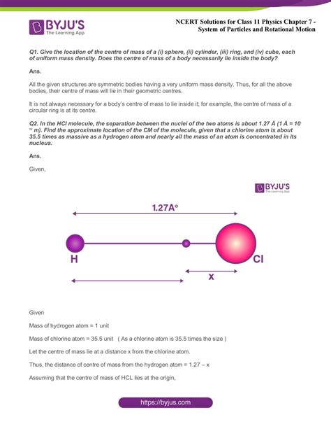 ncert solutions for class 11 physics chapter 7 system of particles and rotational motion