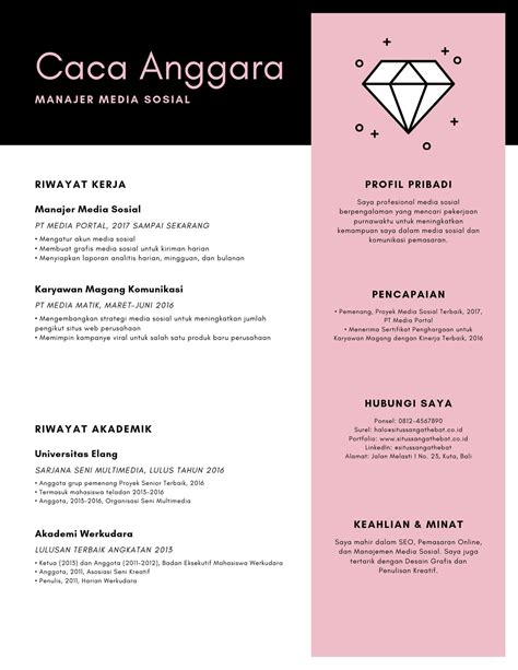 Contoh Cv Kreatif Cv Template Creative Cv Template Best Free Resume
