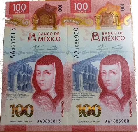 Billete De 100 Pesos Sor Juana Serie Aa0 Y Aa1 Sin Circular Meses Sin