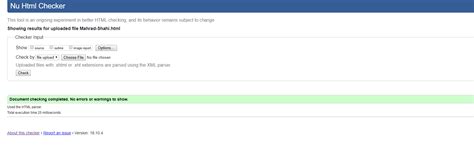 Markup Validation Not Showing Green Banner Even Though Html File Is