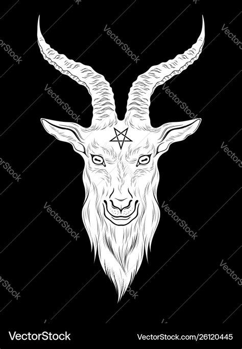 Baphomet Demon Goat Head Hand Drawn Print Vector Image