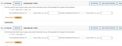 solved find the maximum and minimum values and a vector