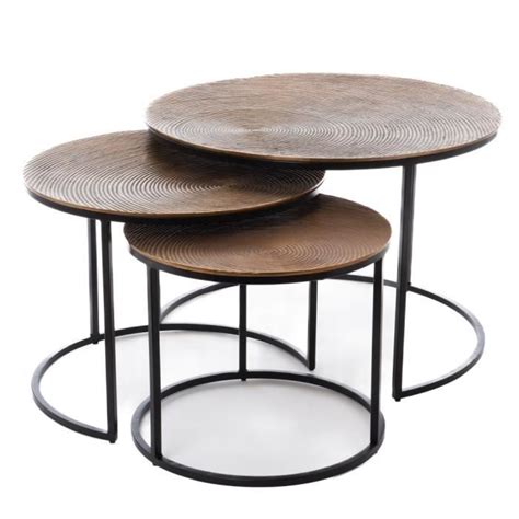 Set De 3 Tables Basses Rondes Gigognes Amadeus 50 Or Cdiscount Maison