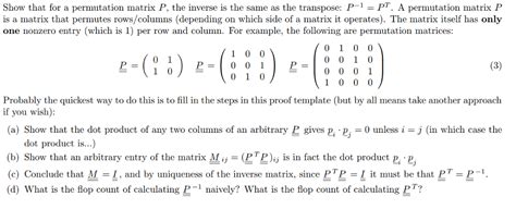 solved show that for a permutation matrix p the inverse is