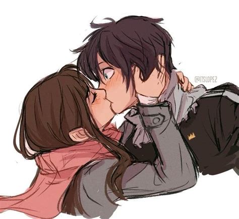 Хиёри и Ято Beso dibujo Animado beso Anime romance